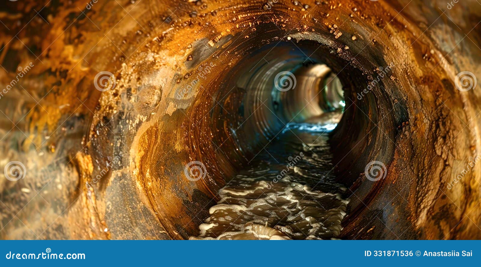 Inside a rusty sewer pipe stock photo. Image of flange - 331871536