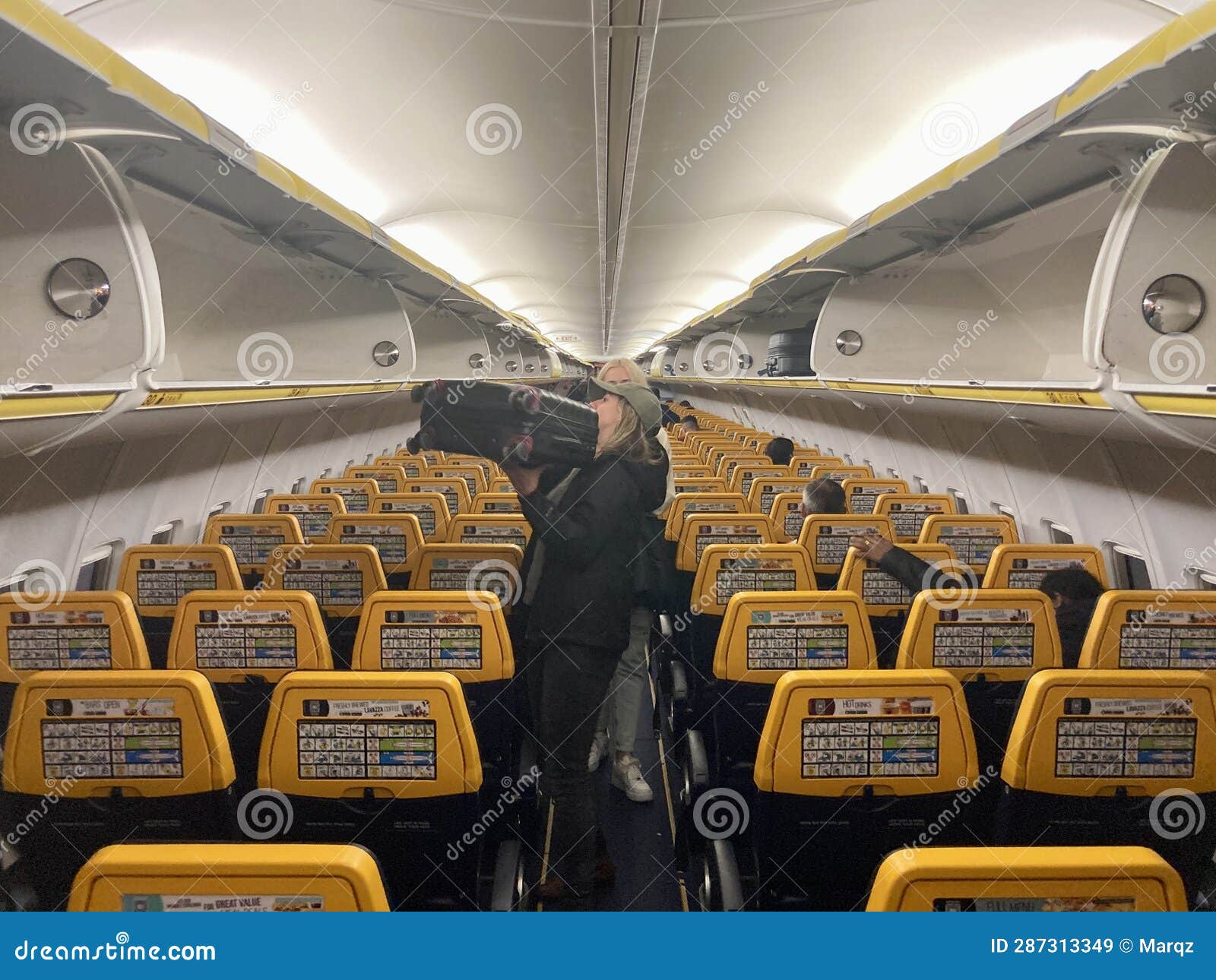 Inside of the Ryanair Airplane Stock Image - Image of passenger ...