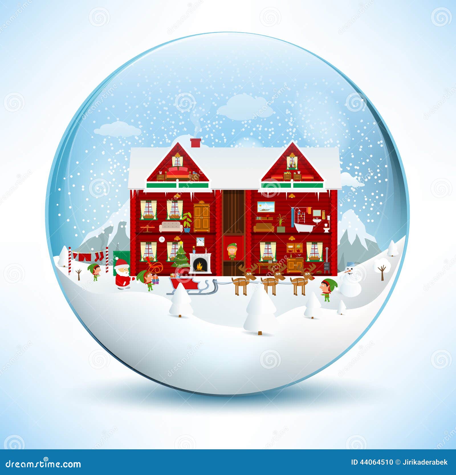 Inside the Santa House (in the Glass Sphere) Stock Vector ...