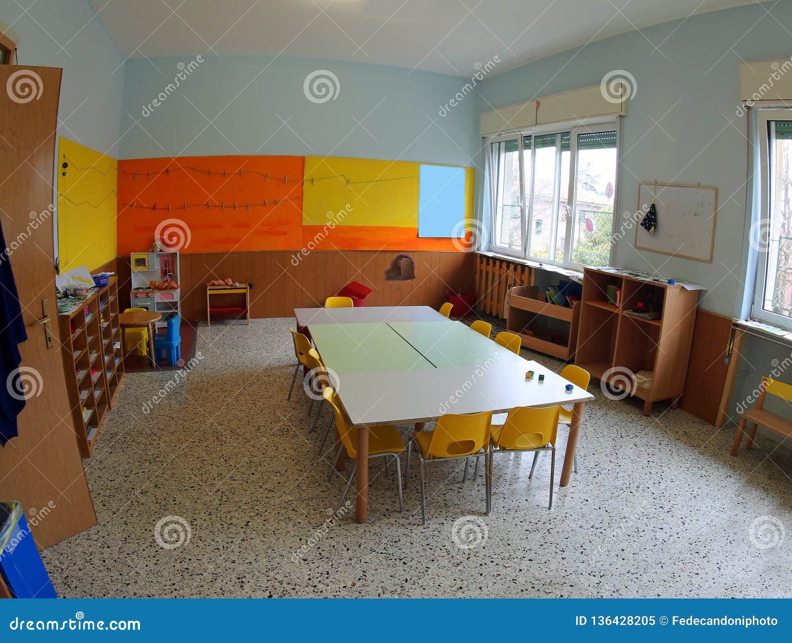 Inside the School Class of a School with Small Tables Stock Image ...