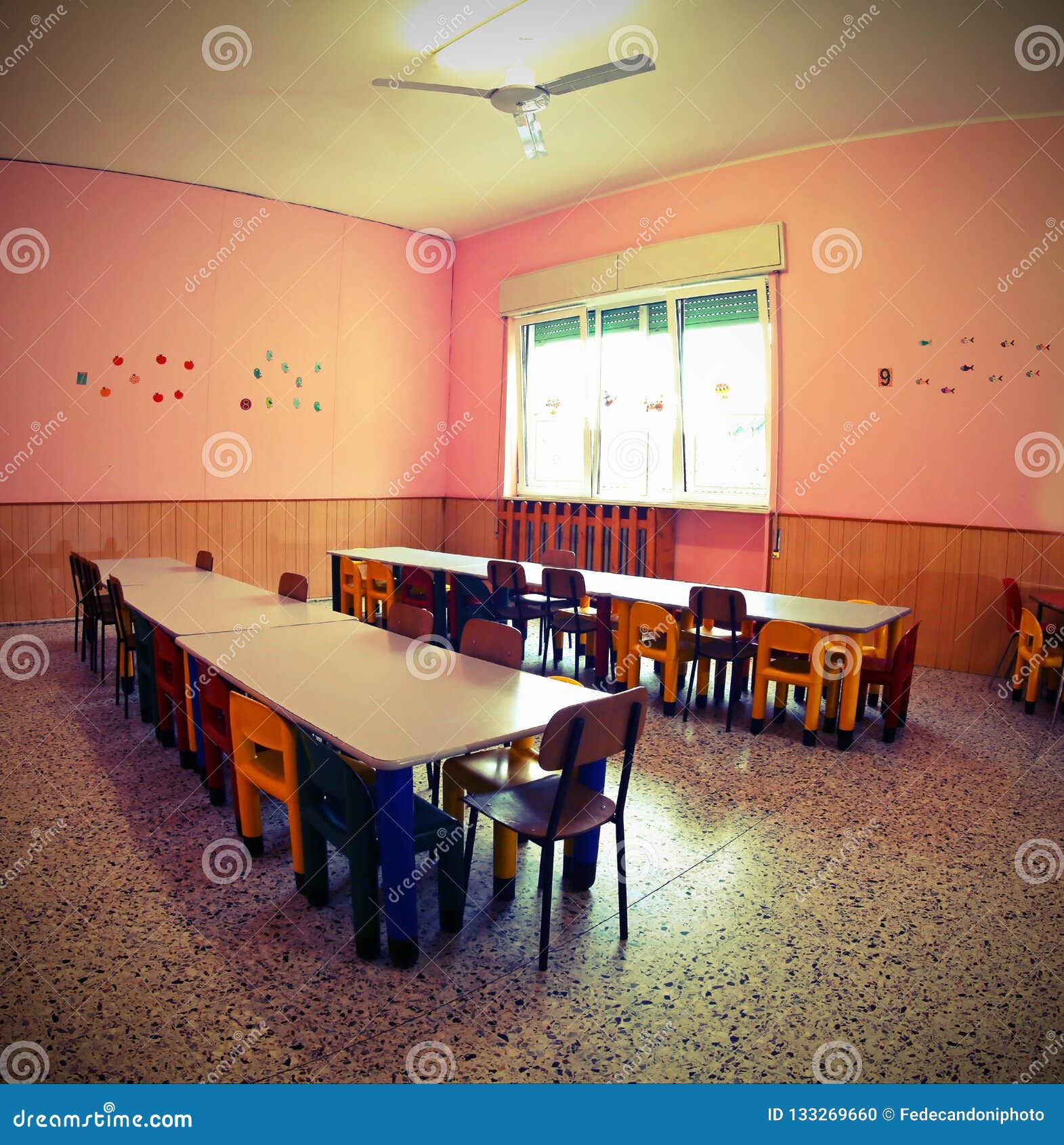 Inside a School Classroom with Vintage Old Effect Stock Photo - Image ...