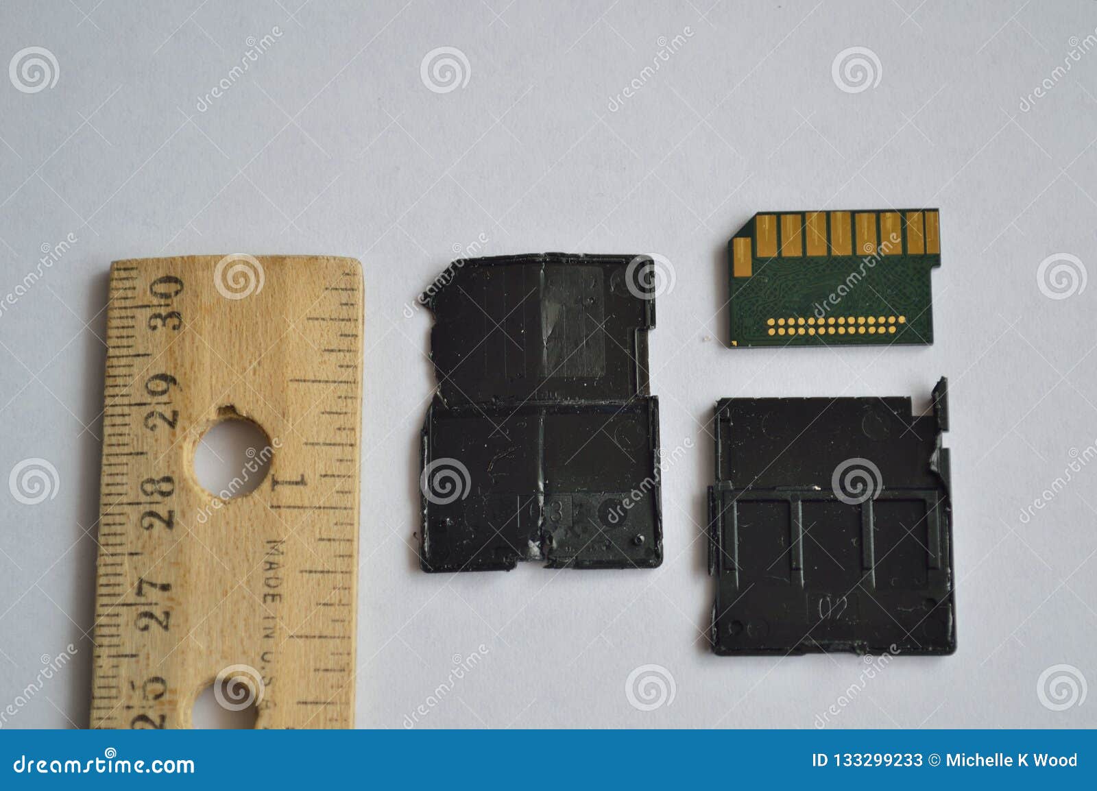 Inside an SD Card with Inch Scale Ruler Stock Image - Image of needing ...