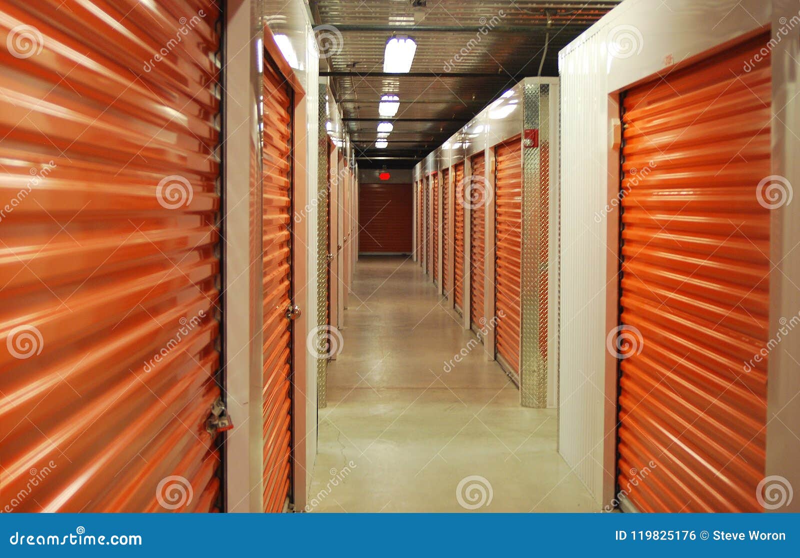 Inside Storage Unit Hallway Stock Photo - Image of space, self: 119825176