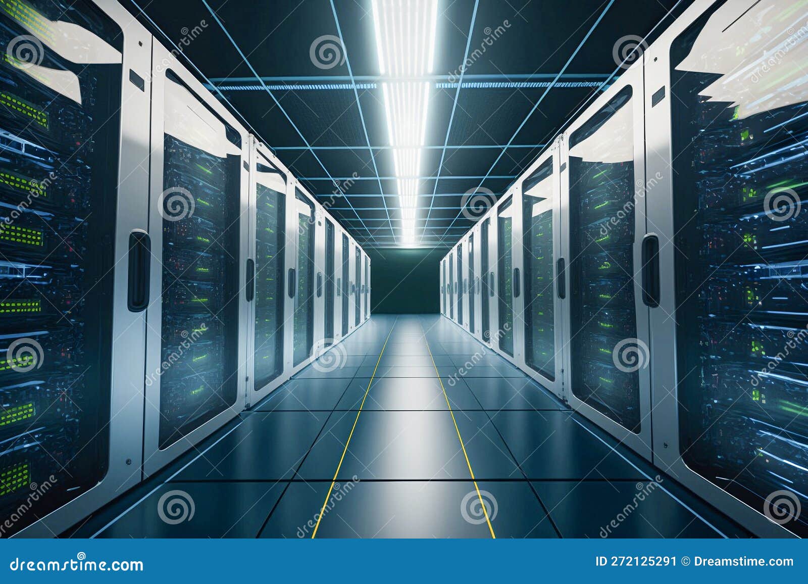 Inside server room stock illustration. Illustration of power - 272125291