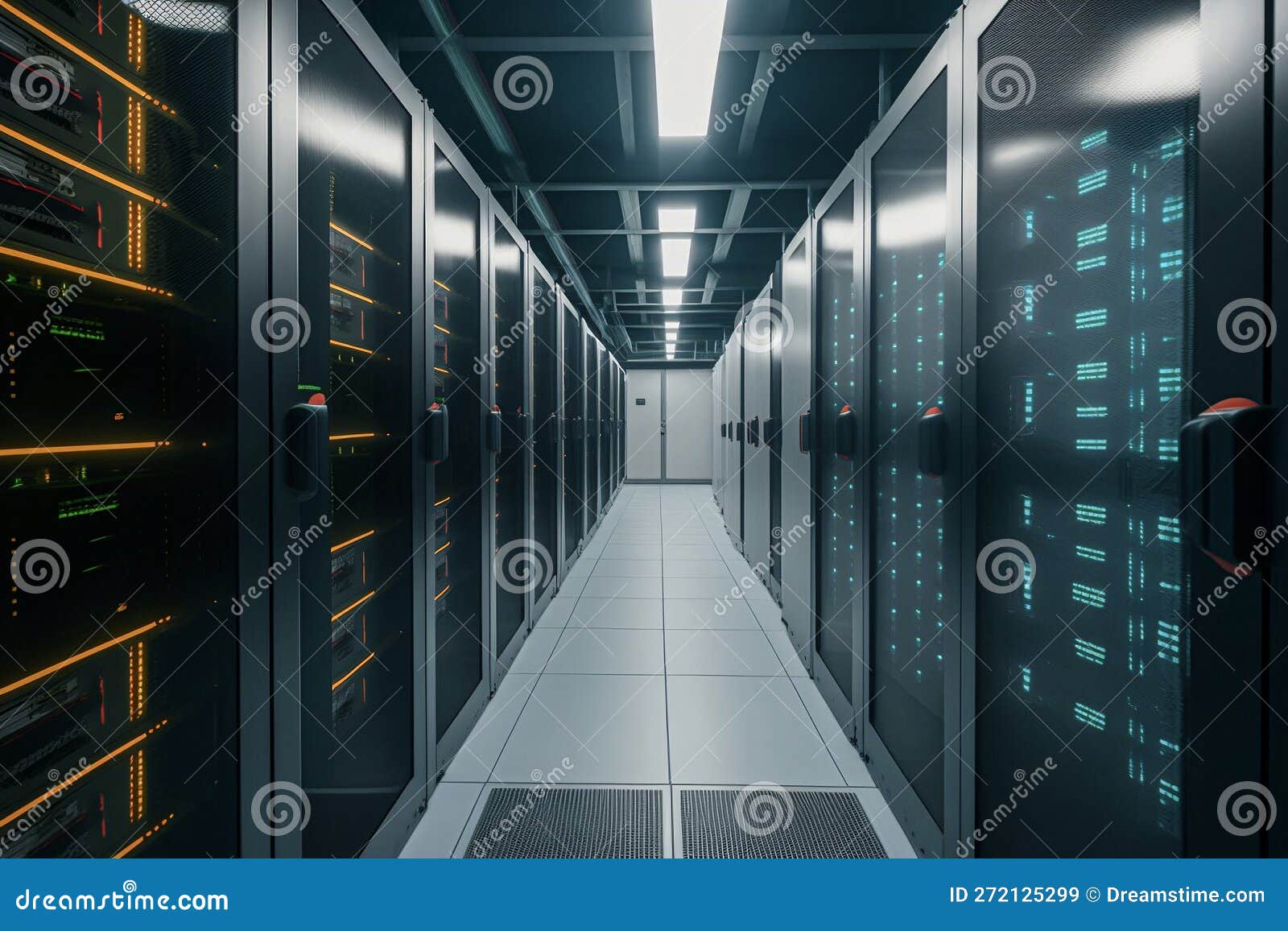 Inside server room stock illustration. Illustration of center - 272125299