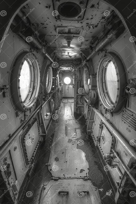 Inside of Ship with Numerous Windows Stock Image - Image of portholes ...