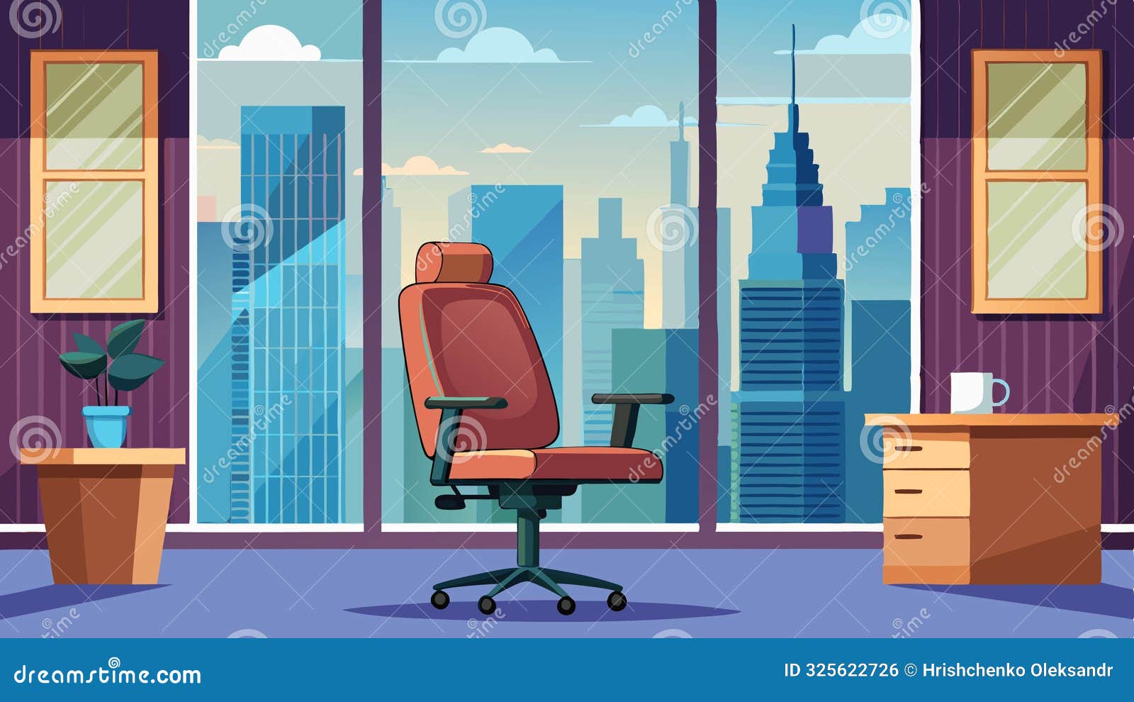 Inside a Skyscraper Office There is a View from the Window of Multi ...