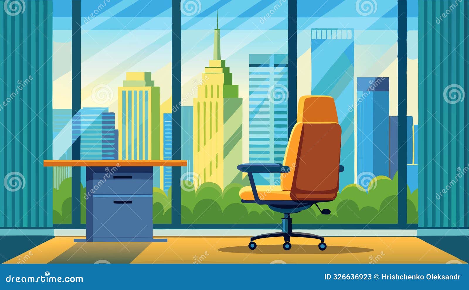 Inside a Skyscraper Office There is a View from the Window of Multi ...