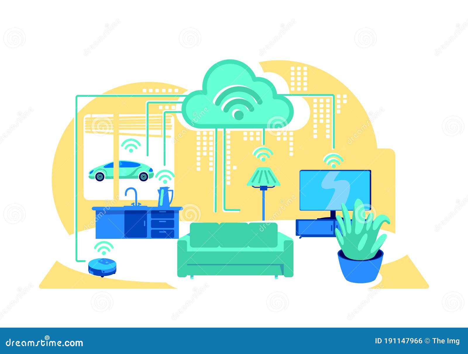Inside Smart Home Flat Concept Vector Illustration Stock Vector ...