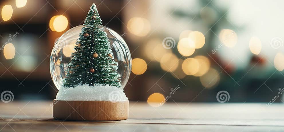 Inside a Snowball on a White Background, There is a Christmas Tree ...