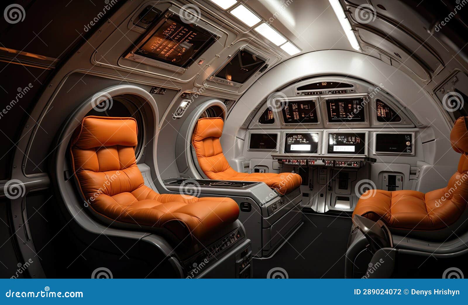 Photo of the Interior of a Space Shuttle with Multiple Seating Arrangements Stock Illustration ...