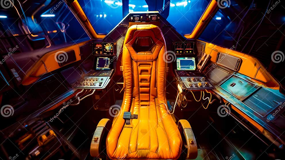 The Inside of Space Station with Control Panel and Computer Desk ...