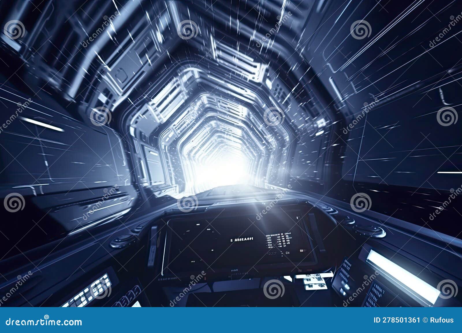 Inside of a Spaceship Driving at Hyper Speed, Space Travelers Flying ...