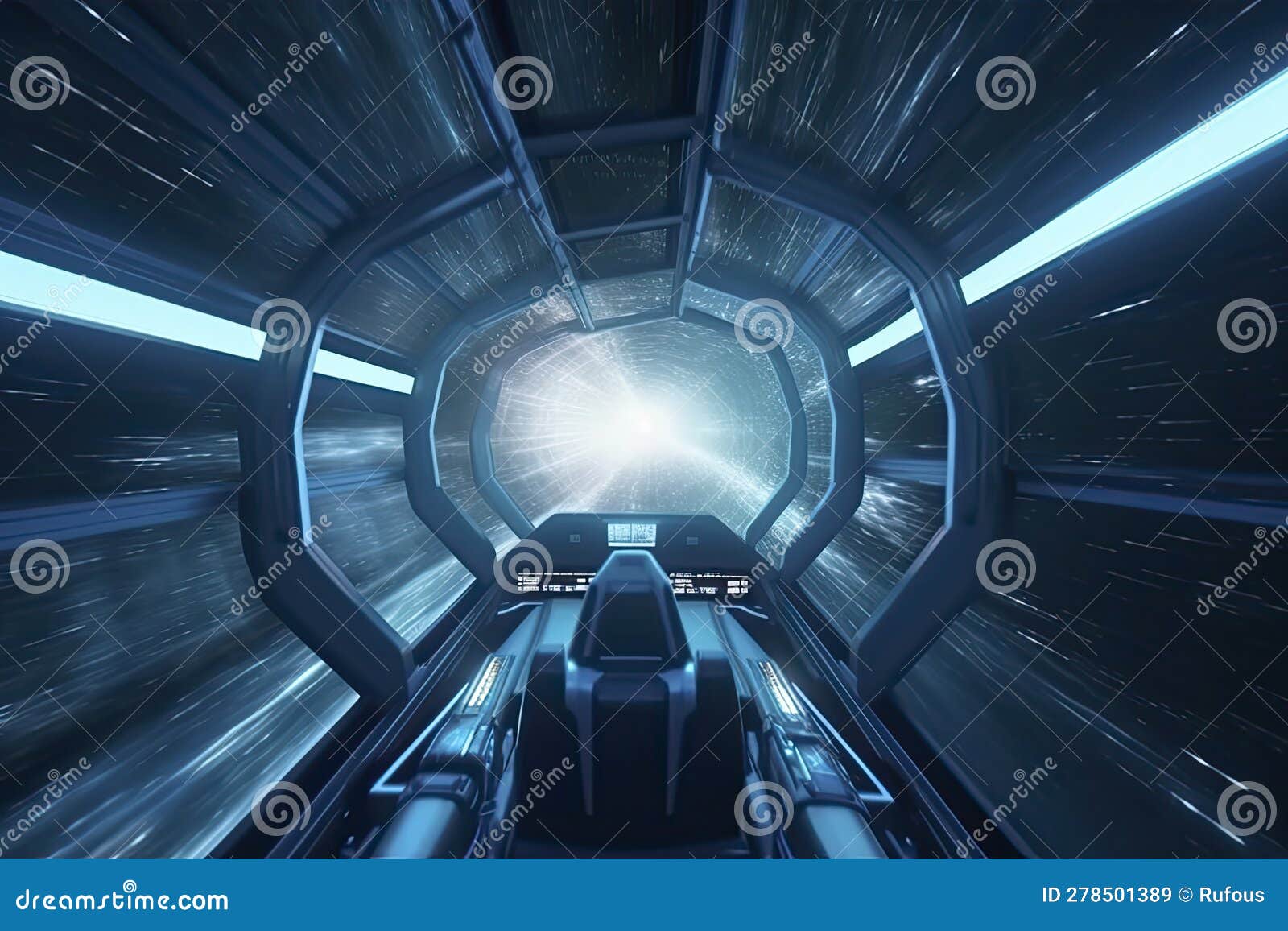 Inside of a Spaceship Driving at Hyper Speed, Space Travelers Flying ...
