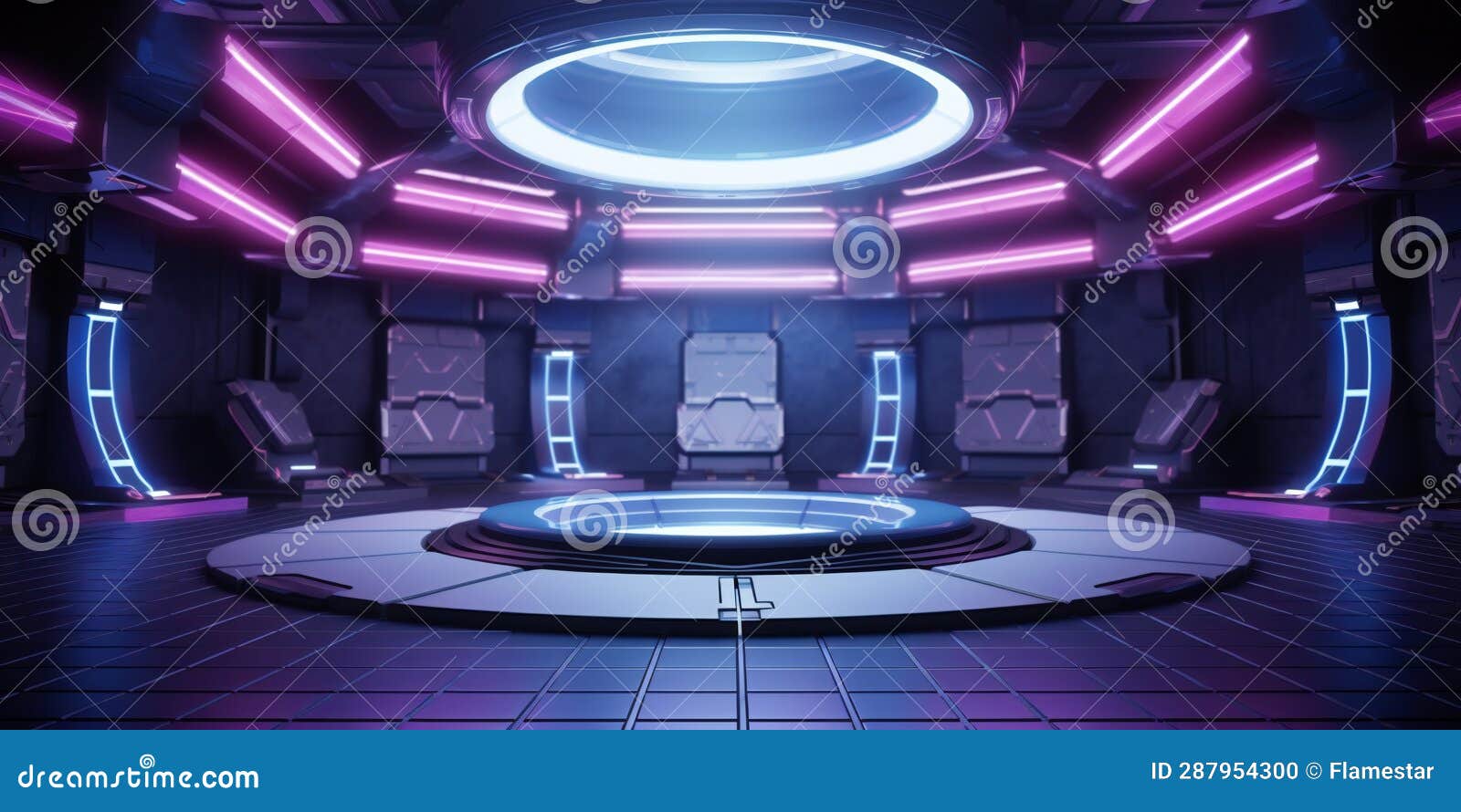 Inside Spaceship Laboratory with Empty Podium Architecture Stock Photo ...