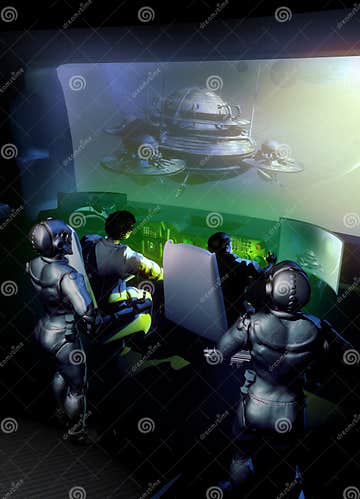 Approaching the Space Station Stock Illustration - Illustration of ...