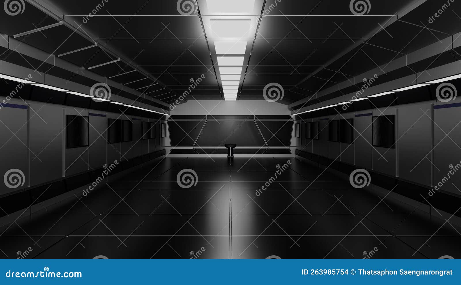 Inside Spaceship or Space Station Interior, Sci-Fi Tunnel, Corridor ...