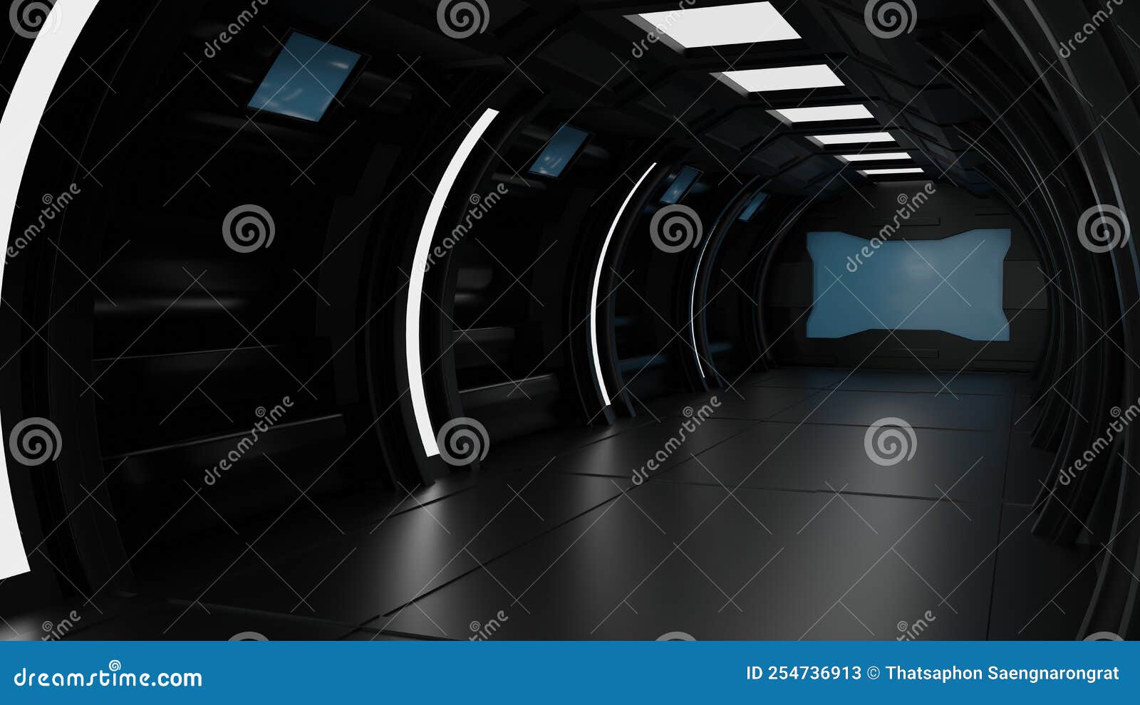 Inside Spaceship or Space Station Interior, Sci-Fi Tunnel, Corridor ...