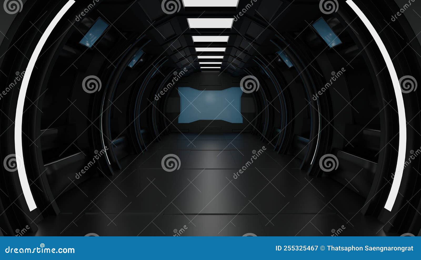 Inside Spaceship or Space Station Interior, Sci-Fi Tunnel, Corridor ...
