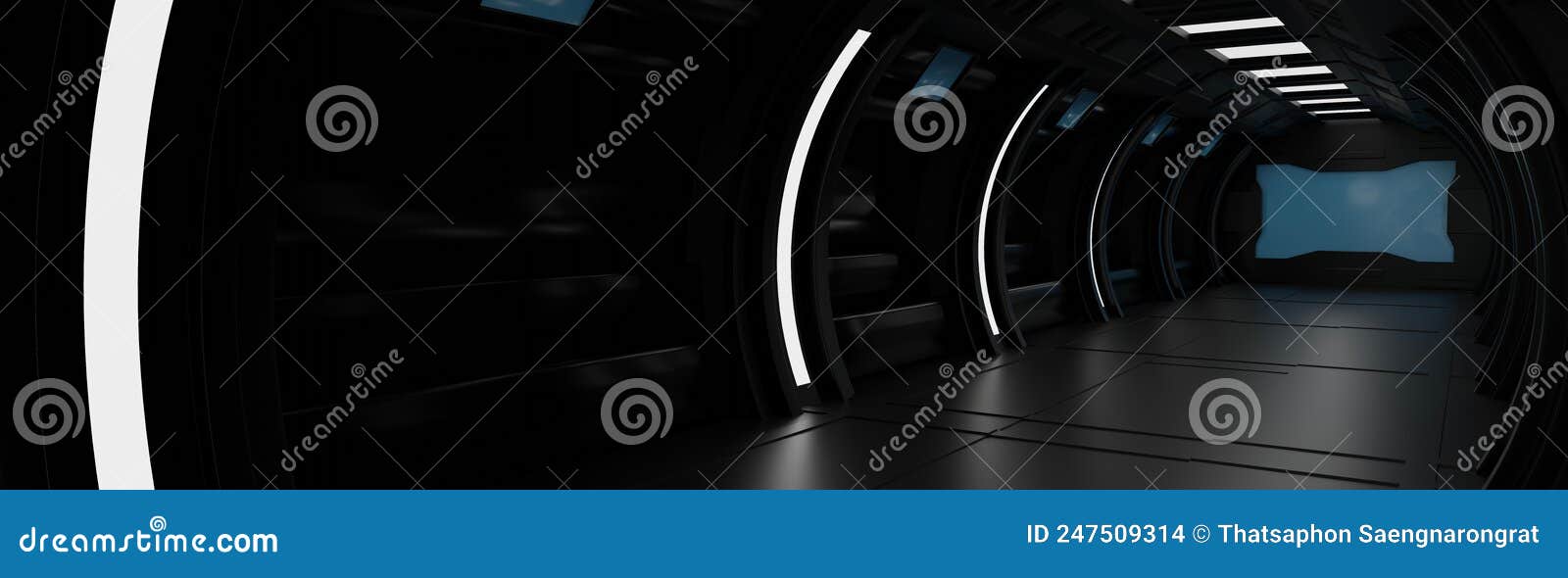 Inside Spaceship or Space Station Interior, Sci-Fi Tunnel, Template ...