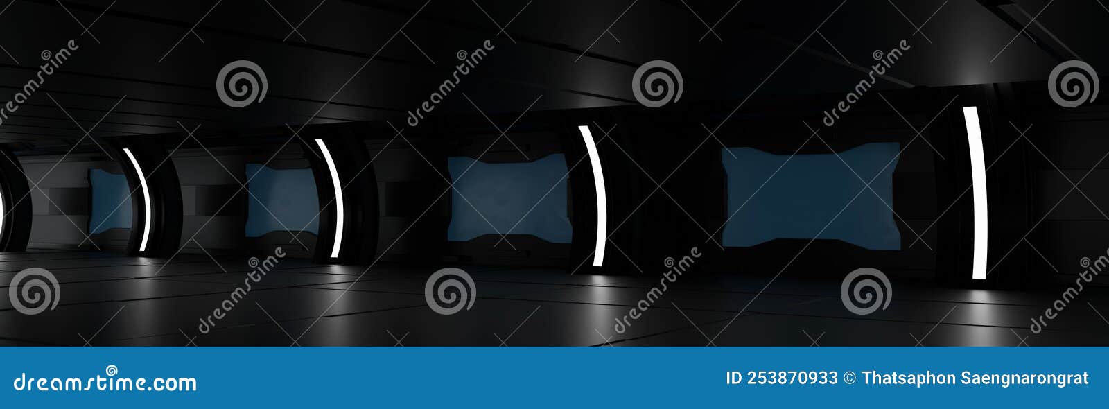 Inside Spaceship or Space Station Interior, Sci-Fi Tunnel, Template ...