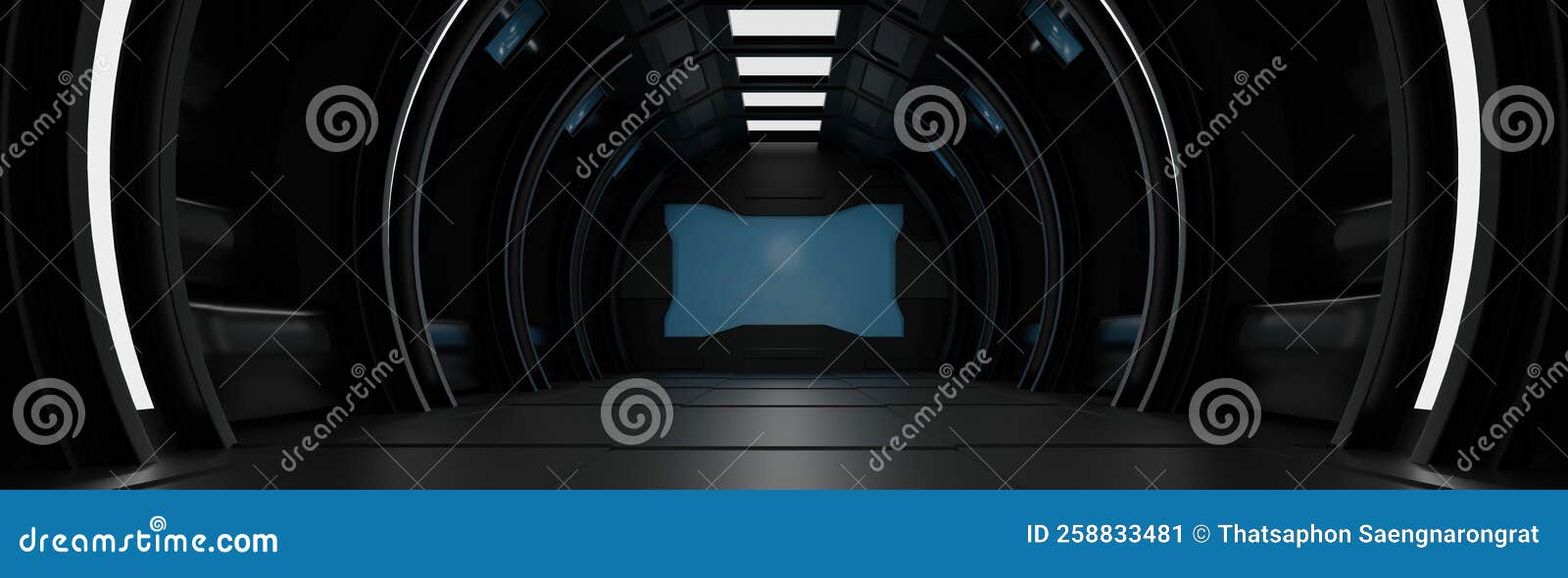 Inside Spaceship or Space Station Interior, Sci-Fi Tunnel, Template ...
