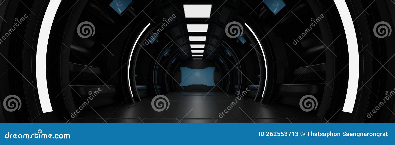 Inside Spaceship or Space Station Interior, Sci-Fi Tunnel, Template ...