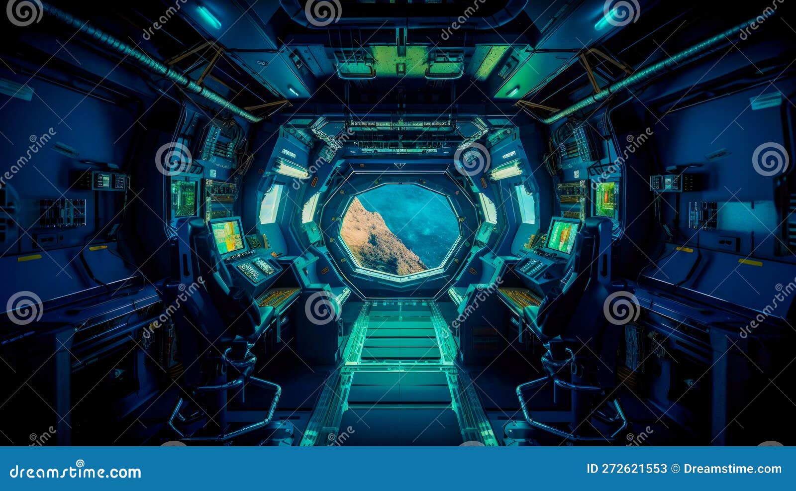 The Inside of Spaceship with View of the Mountains. Generative AI Stock ...