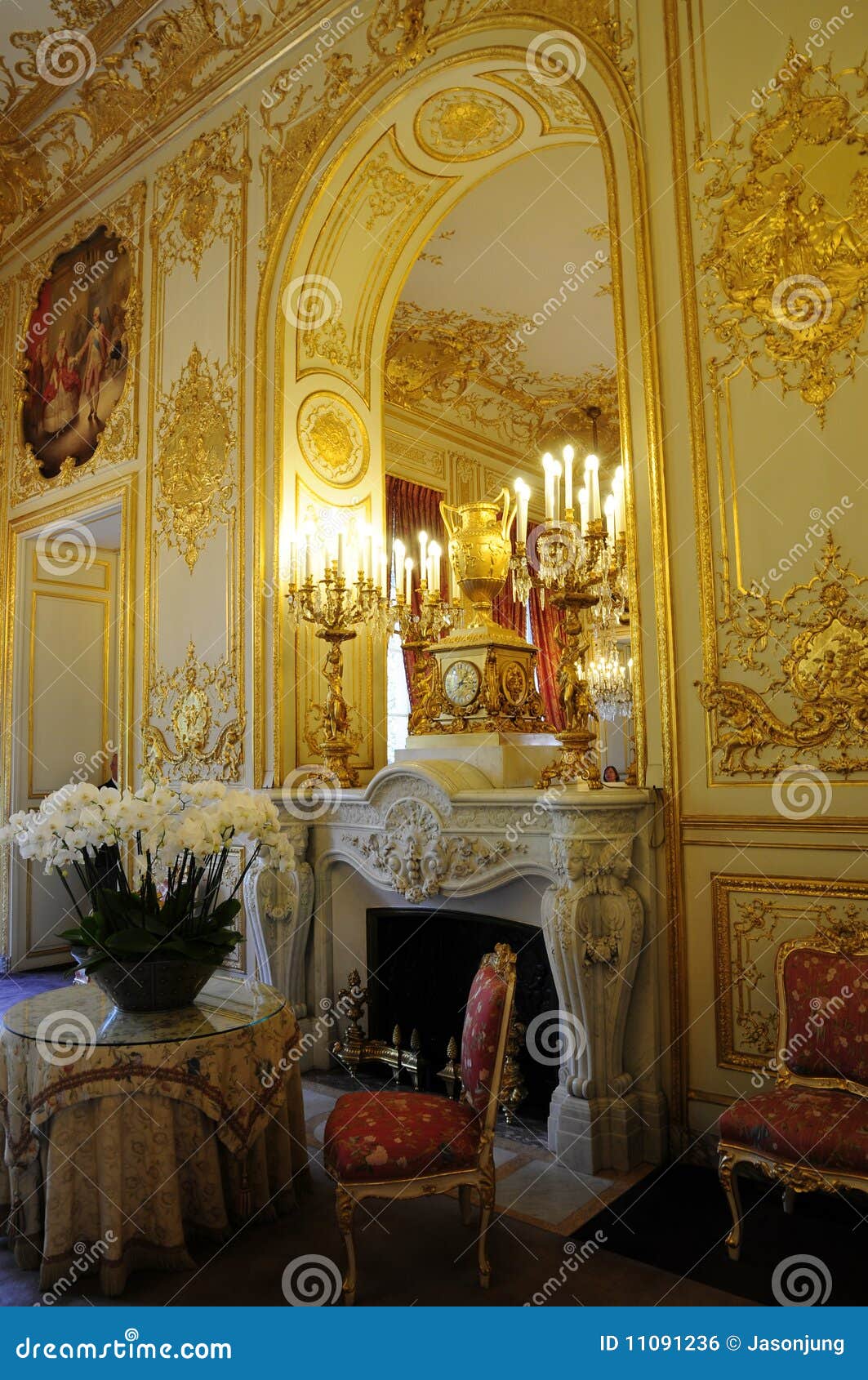 Inside Splendid Royal Palace with Fireplace Stock Photo - Image of hall ...