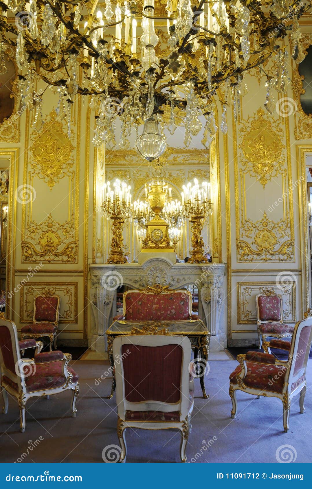 Inside Splendid Royal Palace with Fireplace Stock Photo - Image of ...