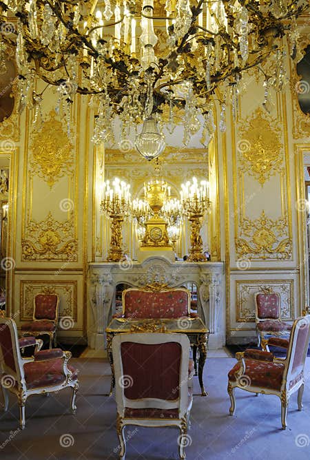 Inside Splendid Royal Palace with Fireplace Stock Photo - Image of ...