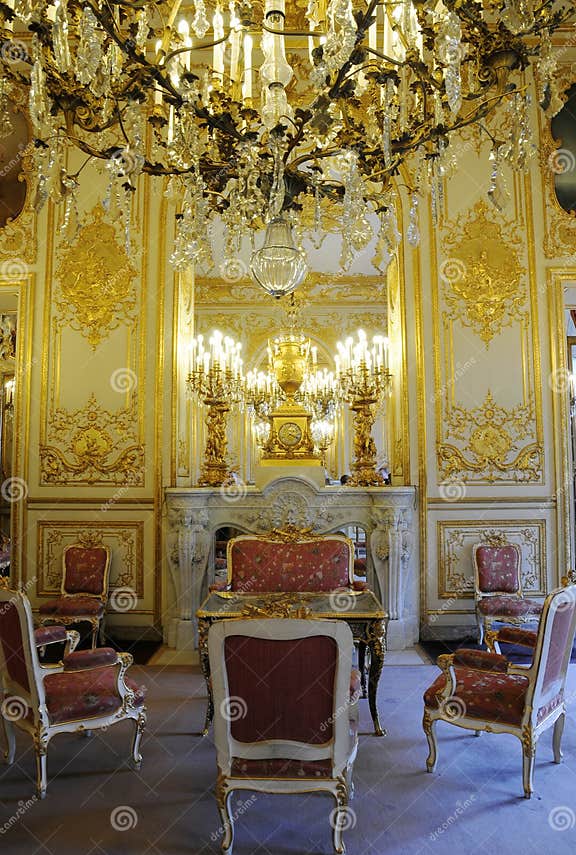 Inside Splendid Royal Palace with Fireplace Stock Photo - Image of ...