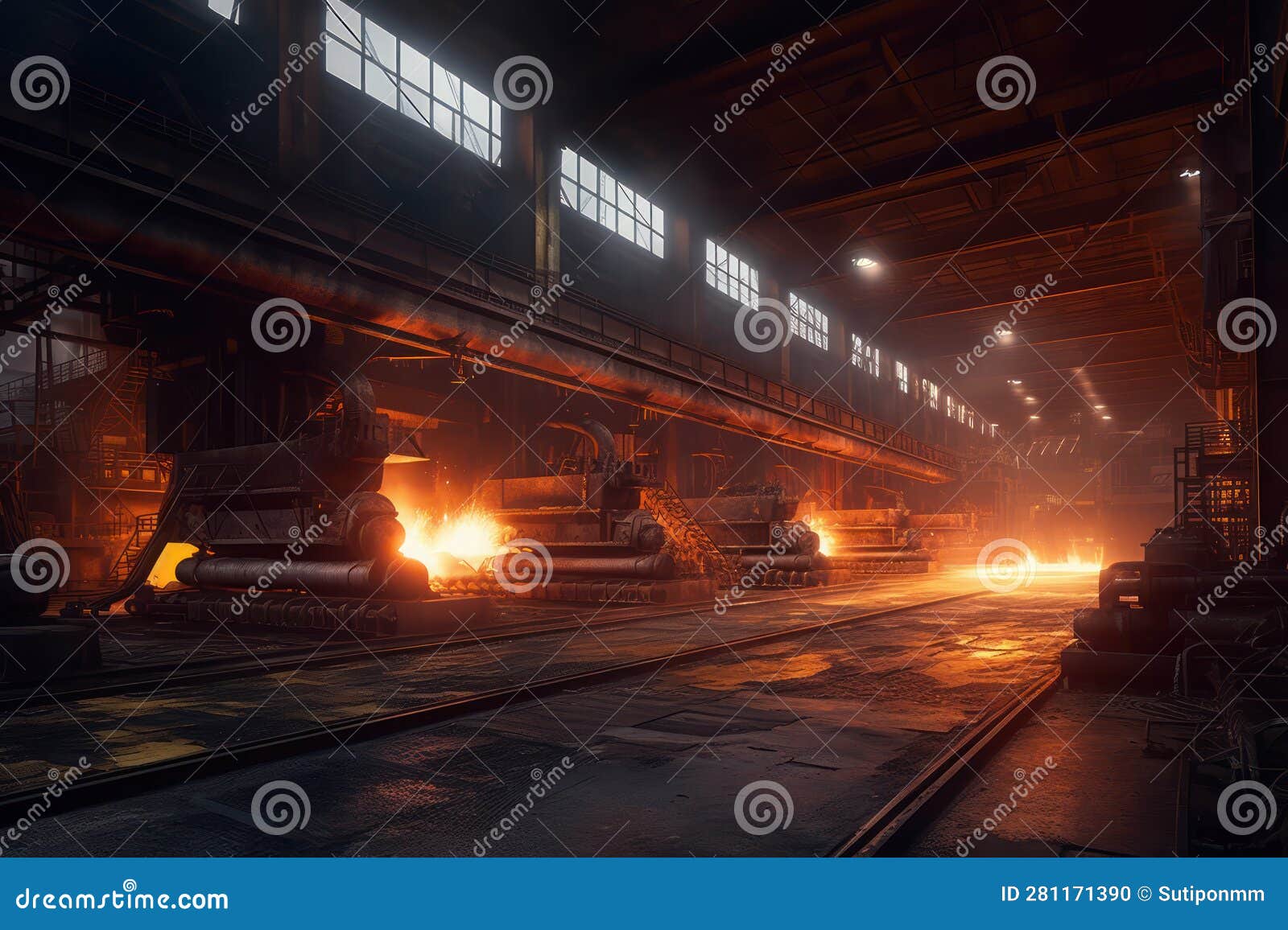 Inside Steel Mill Production Line Factory Stock Illustration ...