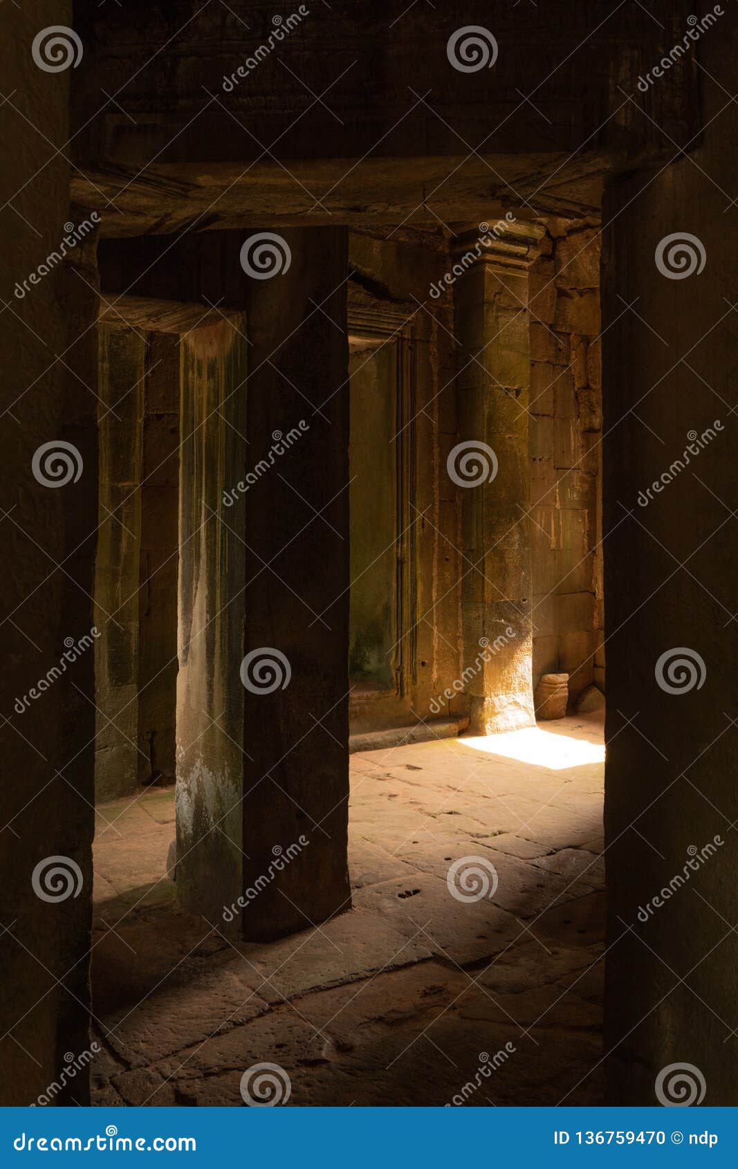 Inside of Stone Temple Lit by Sunlight Stock Photo - Image of cambodia ...