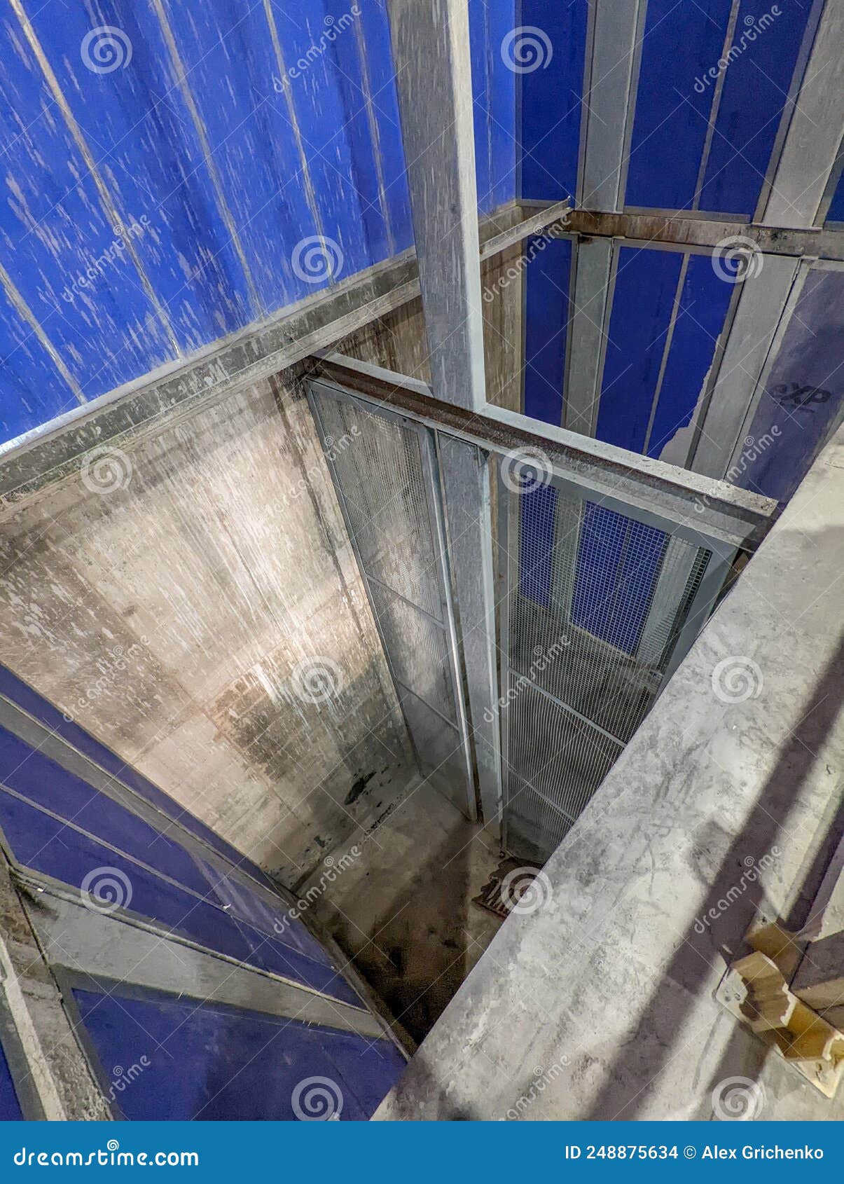 Inside Of Roping Elevator, Lift Box Builting In High Building Sh Stock ...