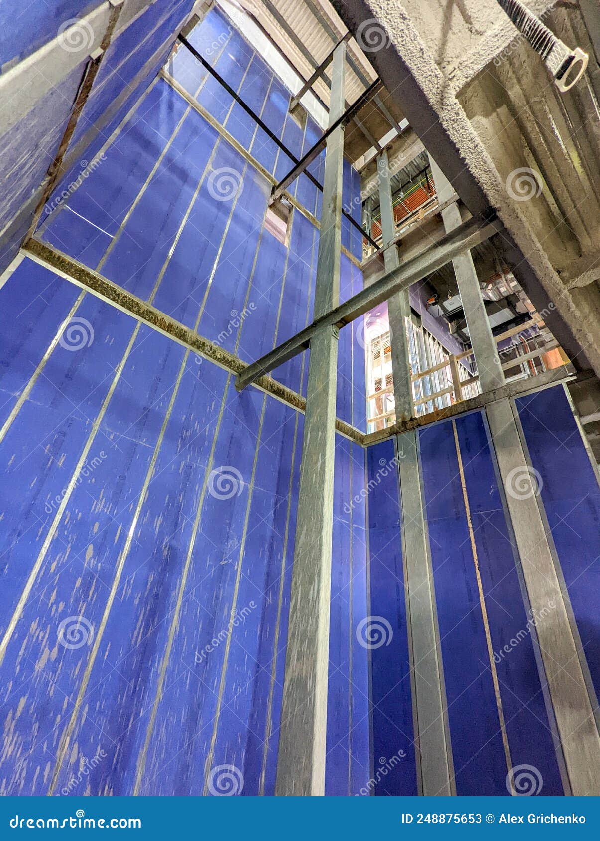 Inside Of Roping Elevator, Lift Box Builting In High Building Sh Stock ...