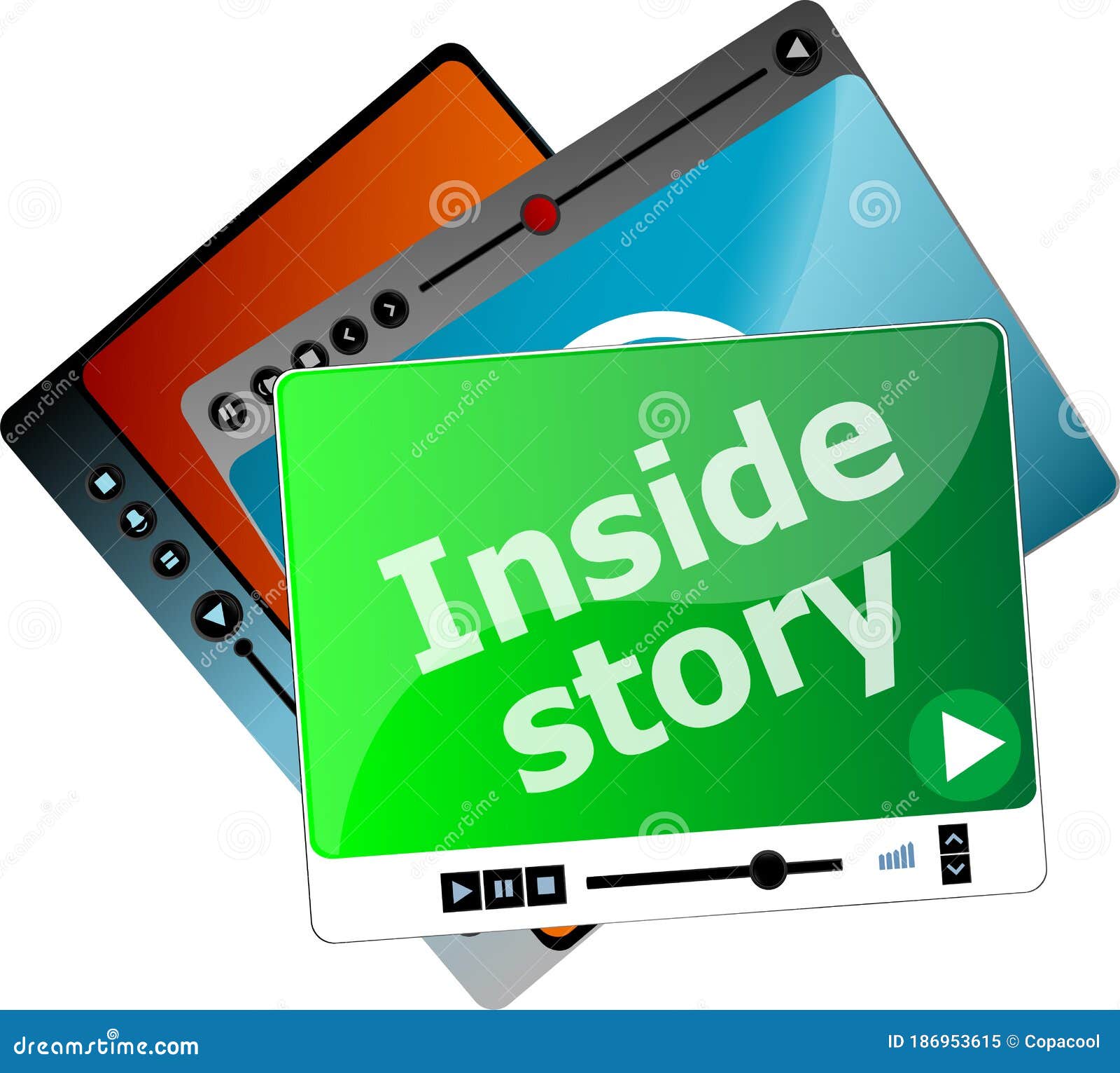 Inside Story. Video Media Player Set for Web, Minimalistic Design Stock ...