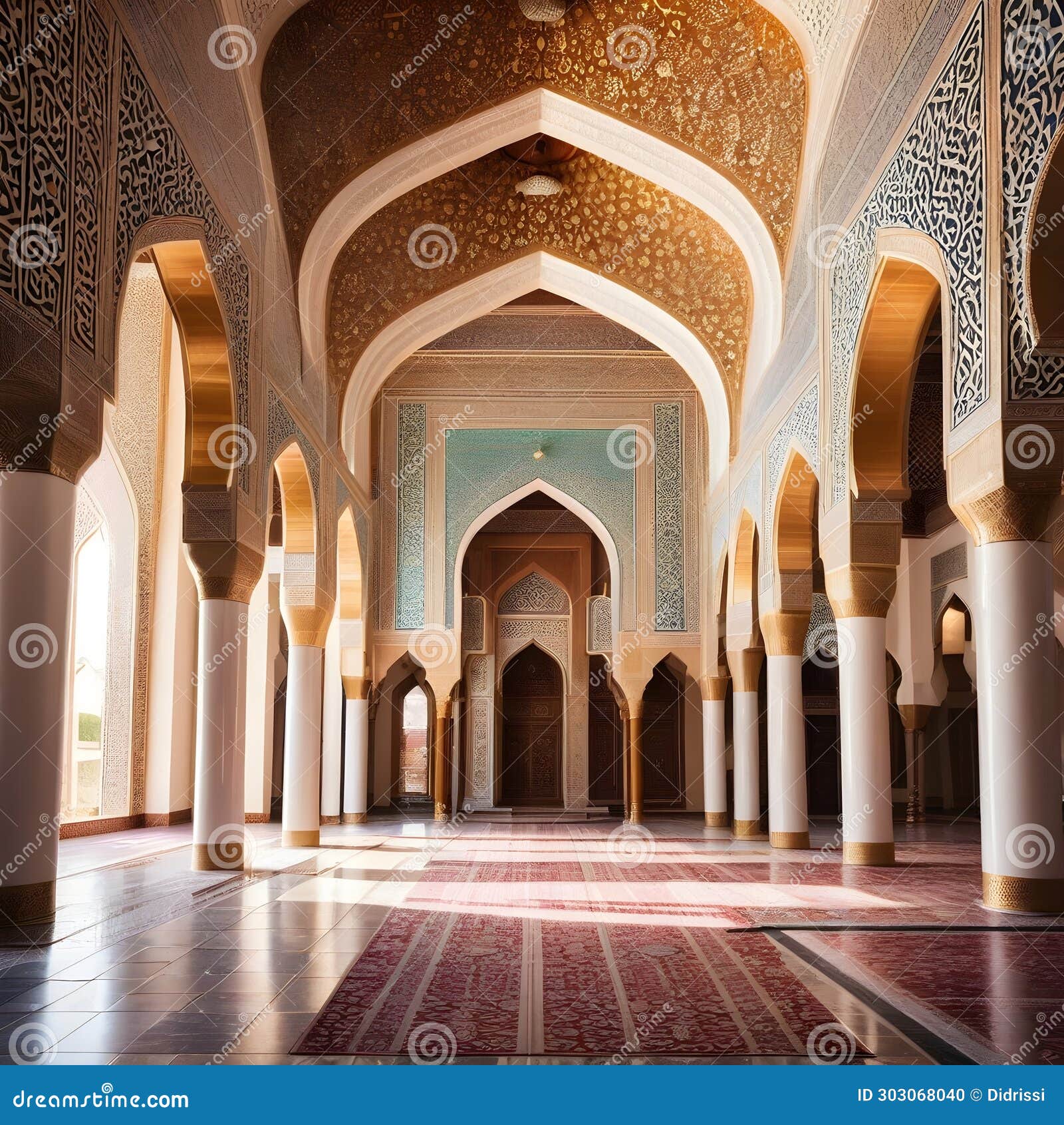 Inside a Stunning Islamic Mosque Featuring a Magnificent Archway Stock ...