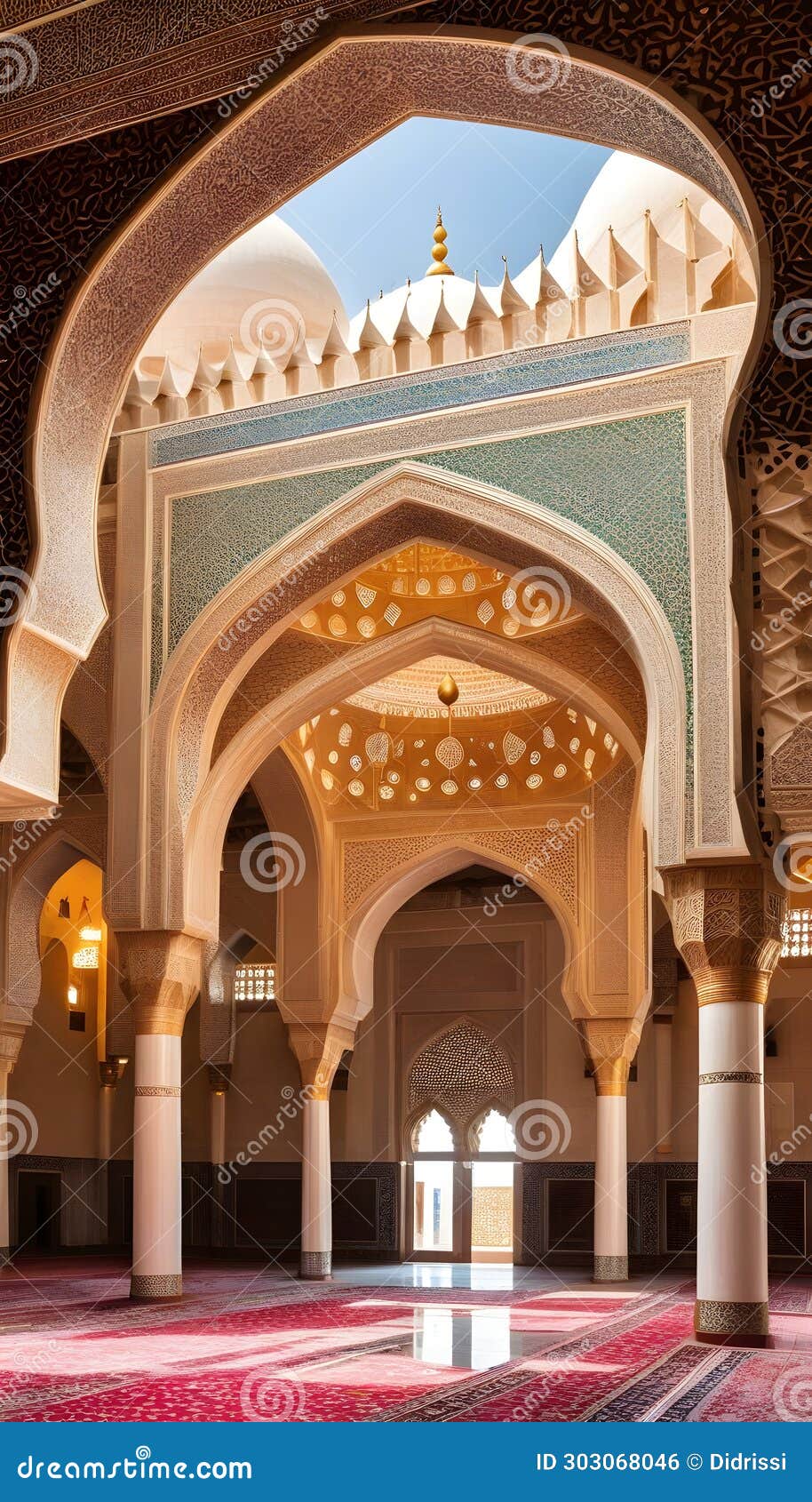 Inside a Stunning Islamic Mosque Featuring a Magnificent Archway Stock ...