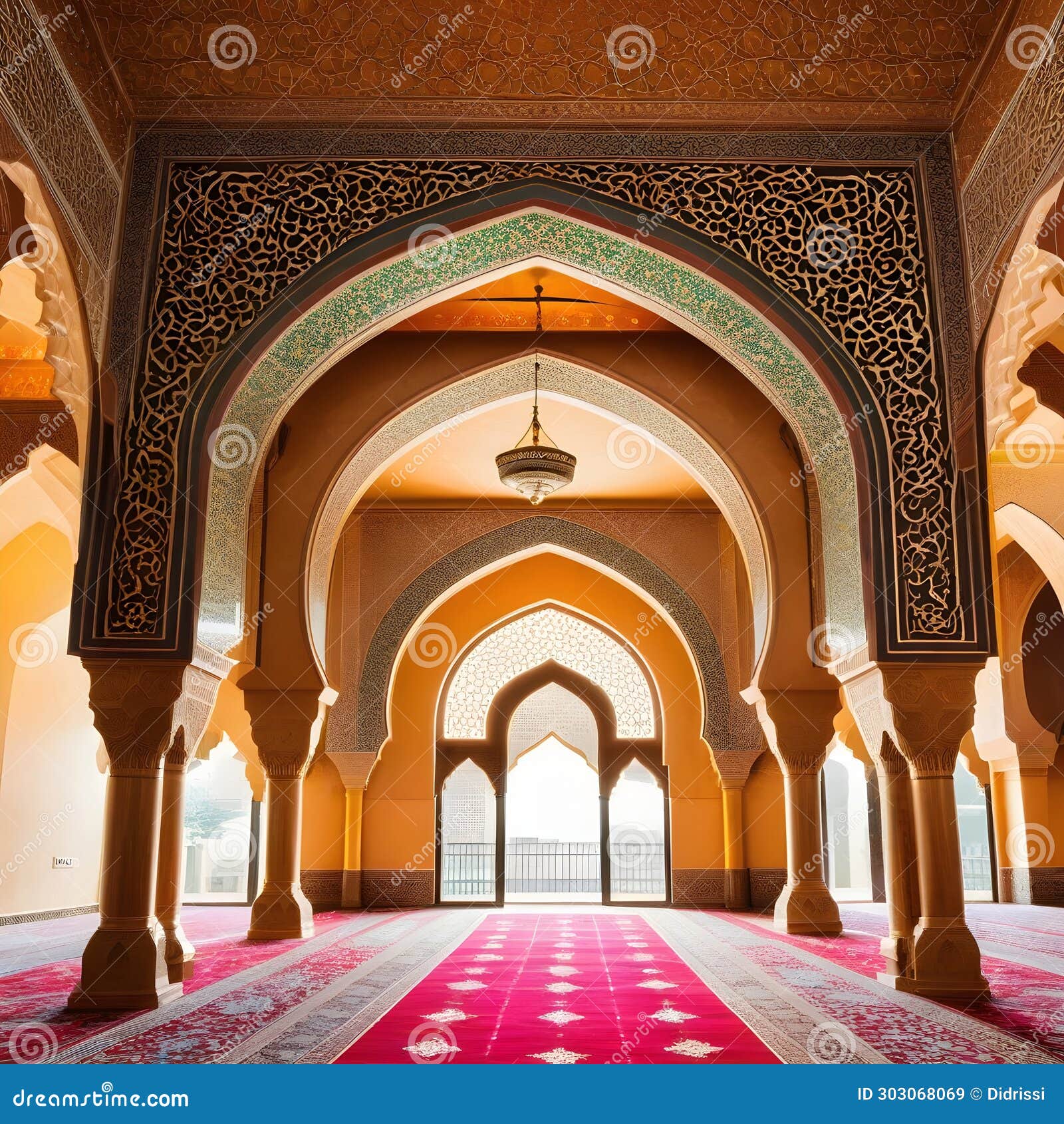 Inside a Stunning Islamic Mosque Featuring a Magnificent Archway Stock ...