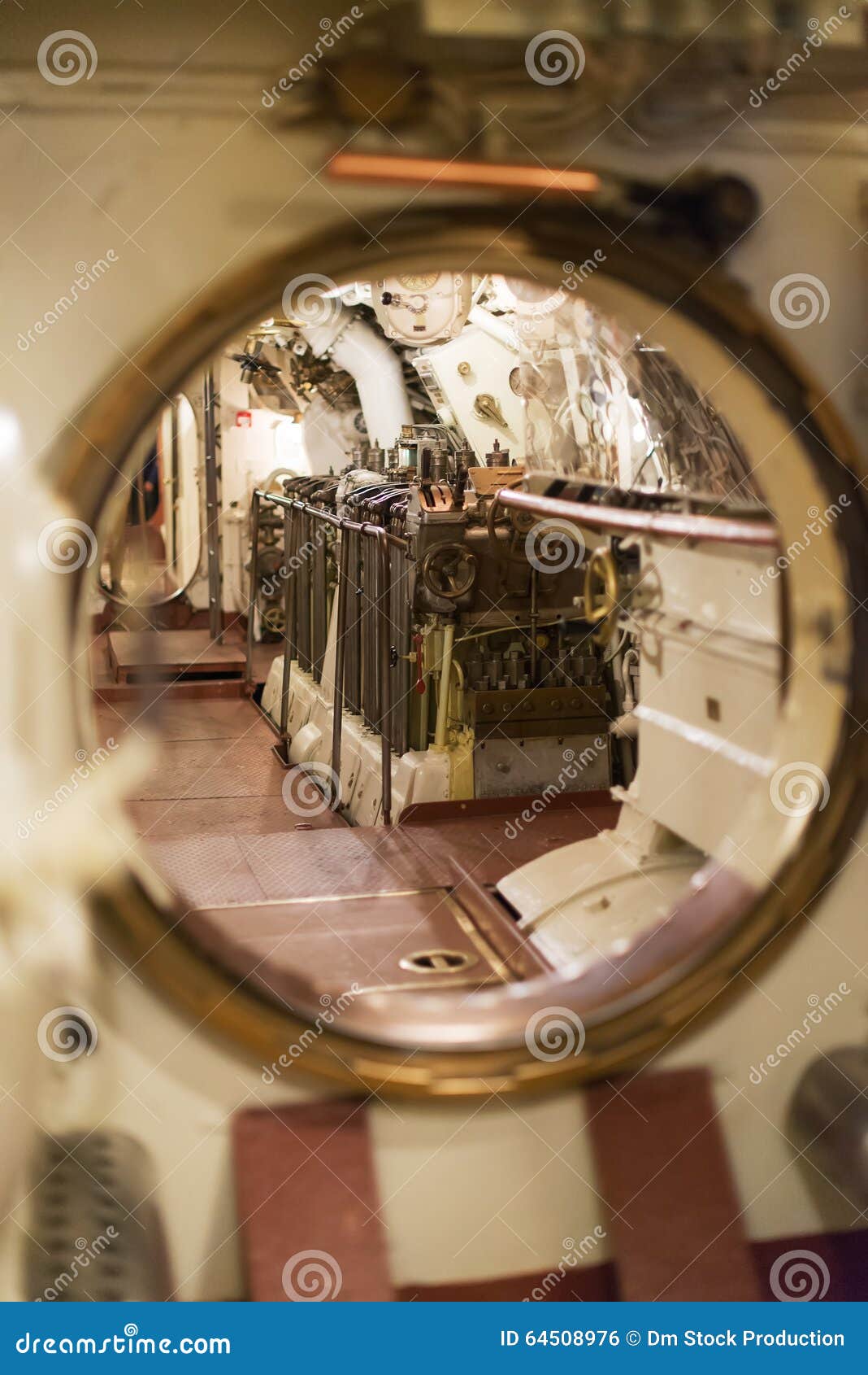 Inside of submarine. stock photo. Image of inside, deck - 64508976