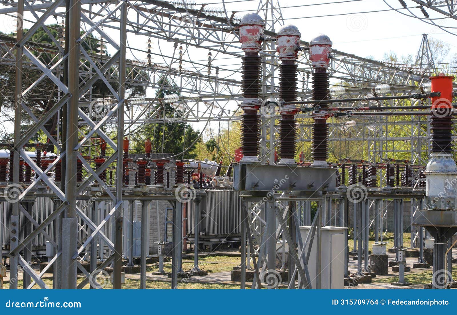 Inside a Substation with Many Circuit Breakers Busbars and Isolators ...