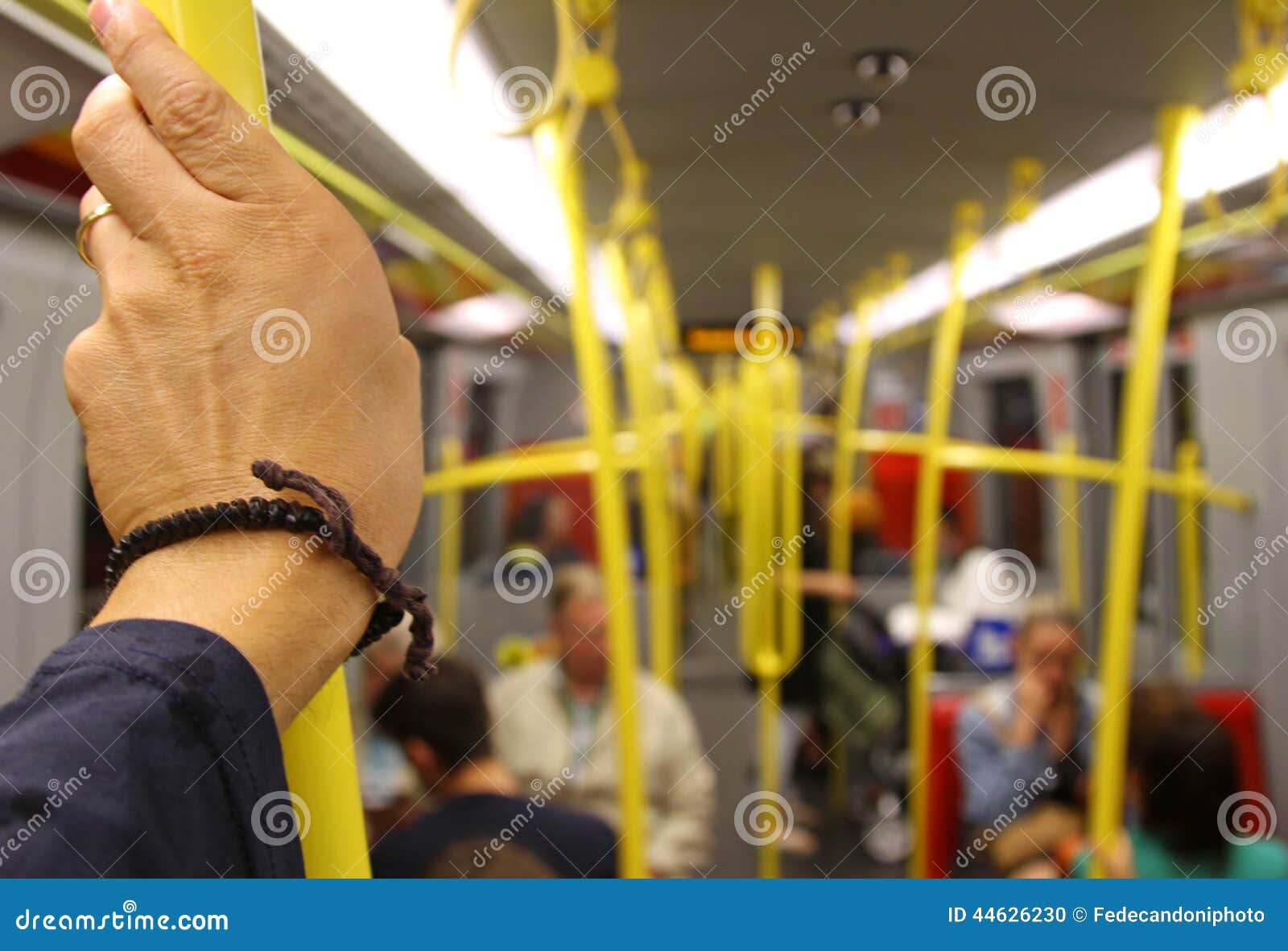 Inside the Subway Car with the Commuter S Hand Stock Photo - Image of ...