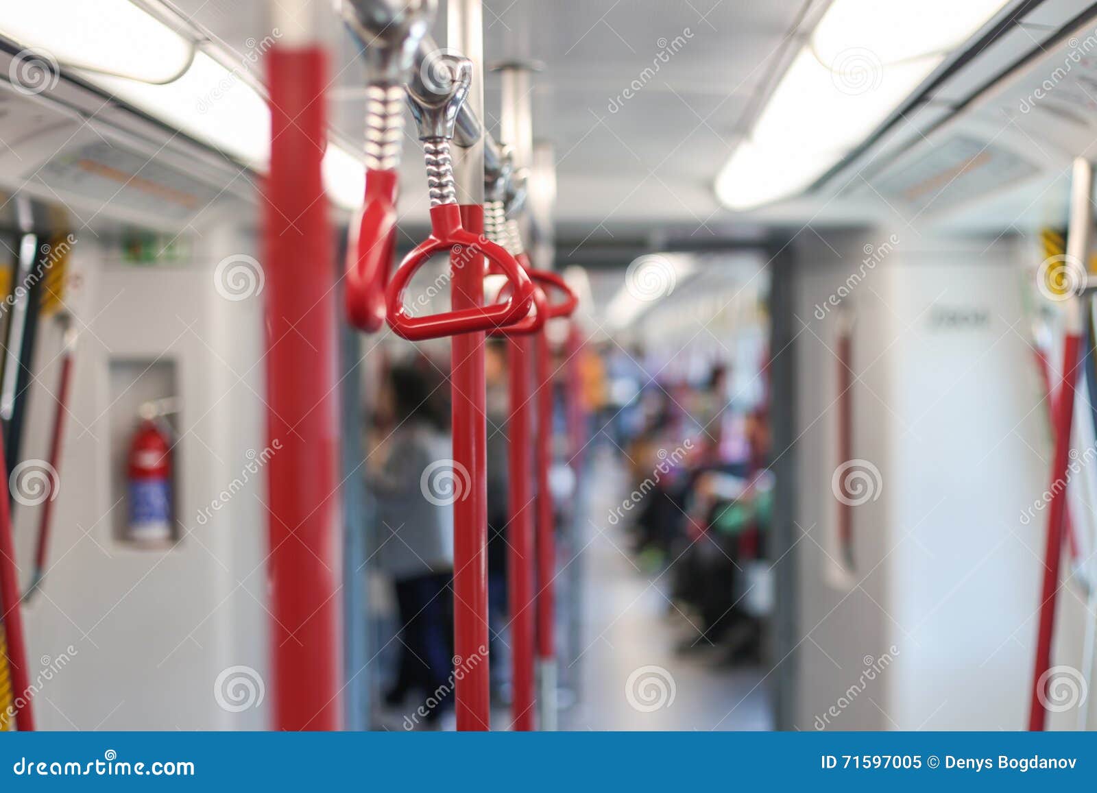 Inside the Subway Car. Red Handrails in the Subway Stock Image - Image ...