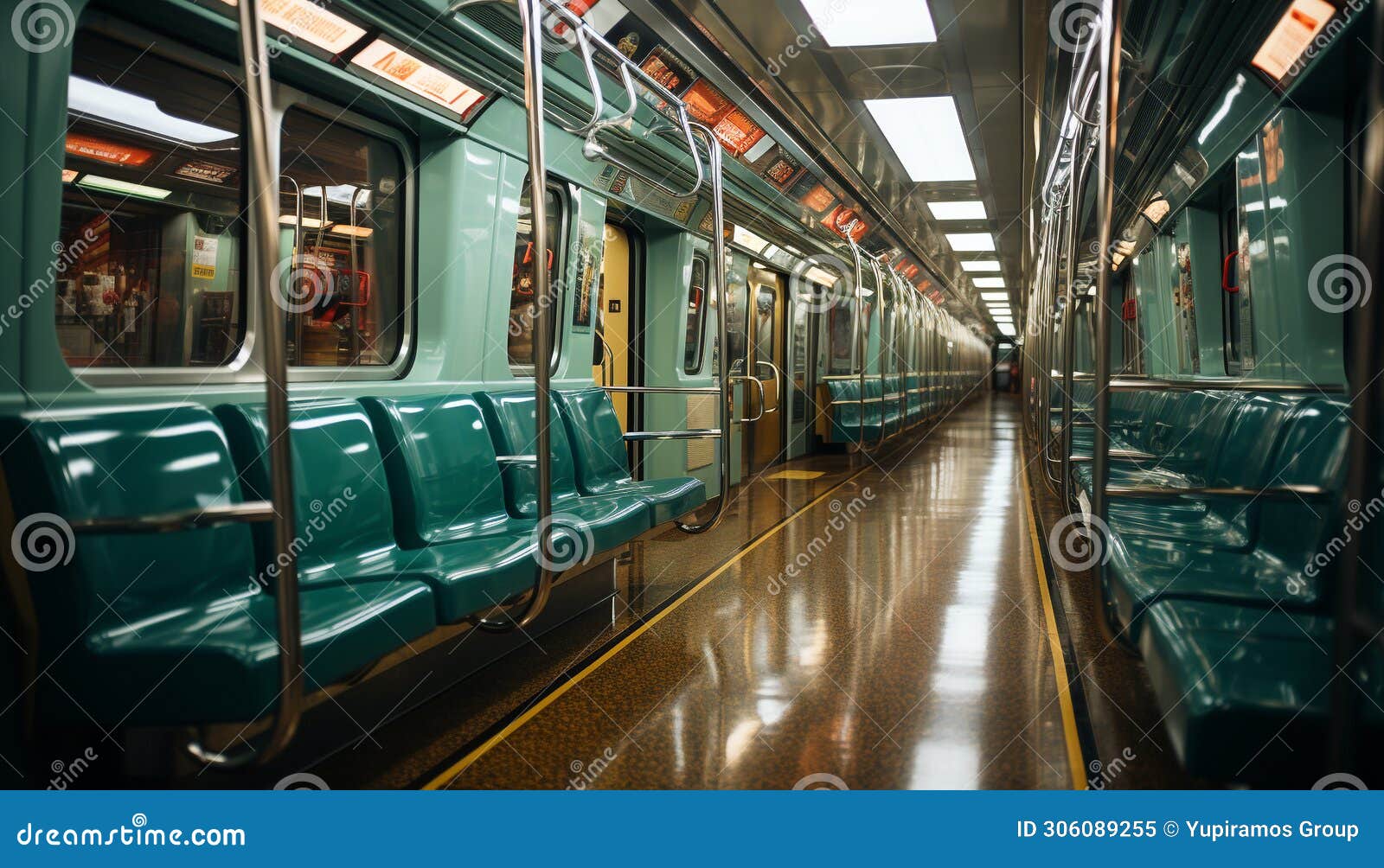 Inside the Subway Train, the Illuminated City Speeds by Generated by AI ...