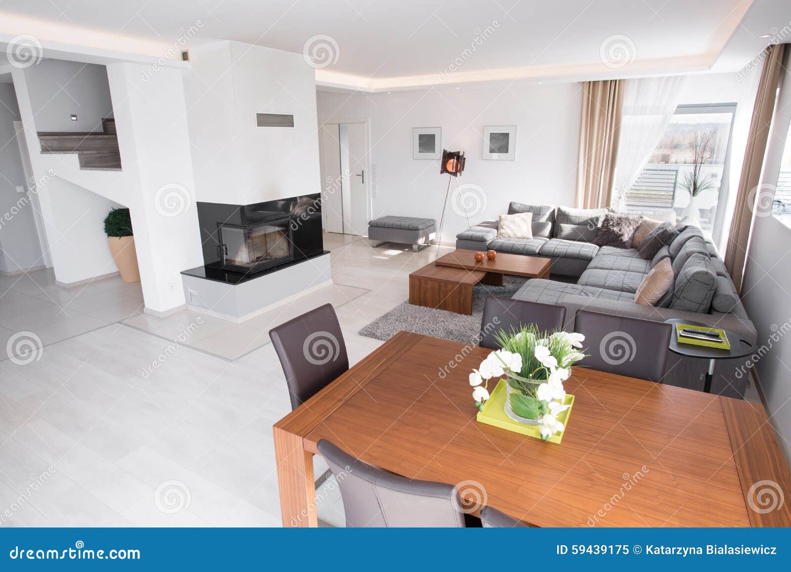 Inside a Sunny Modern House Stock Image - Image of couch, design: 59439175