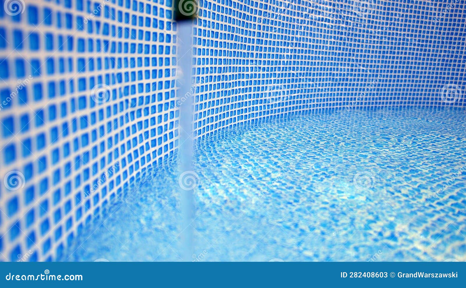 Water Flowing from the Hose into the Pool Filling. Stock Image - Image ...