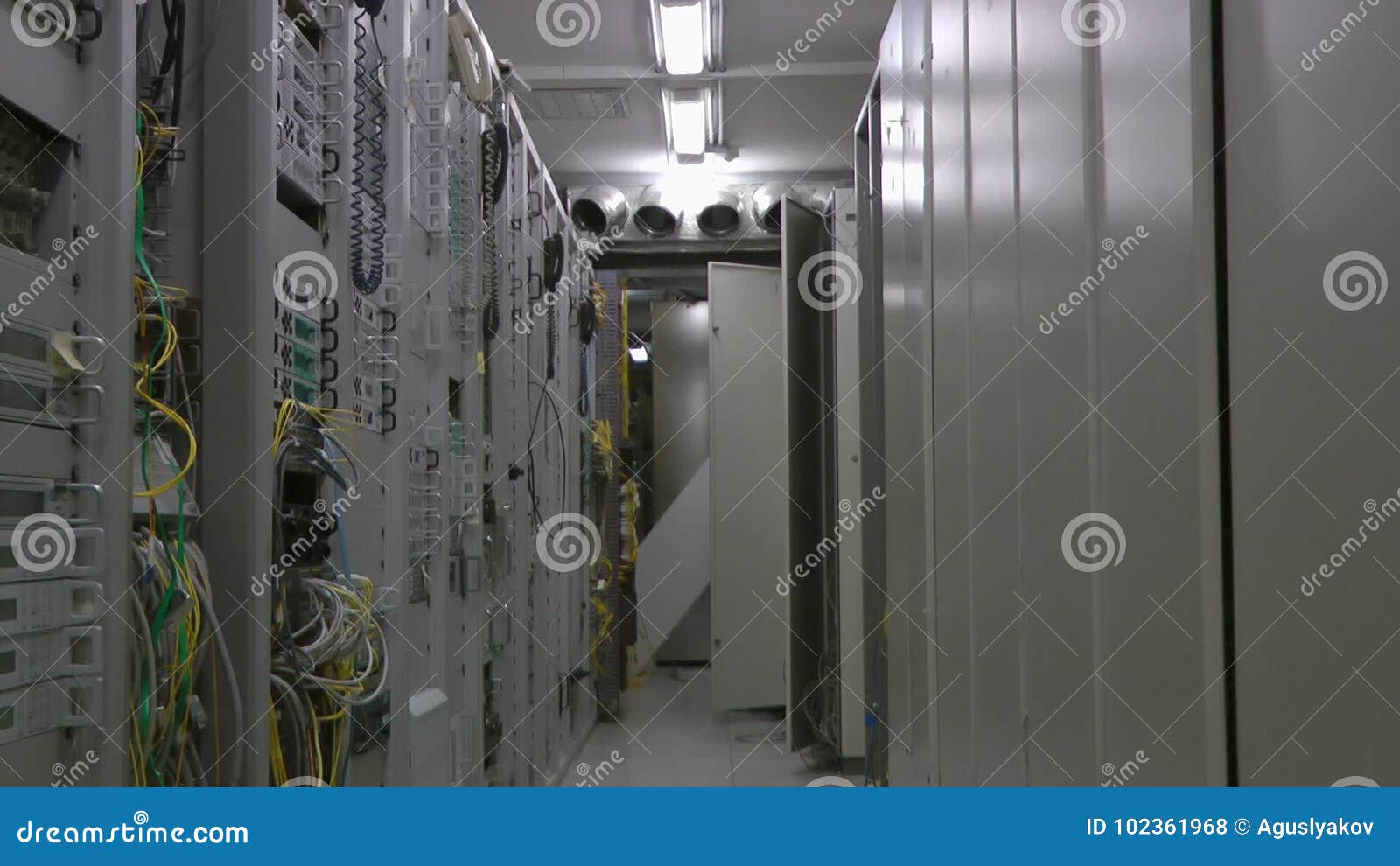 Inside Telecom Server Room, Moving, Zooming. Stock Footage - Video of ...