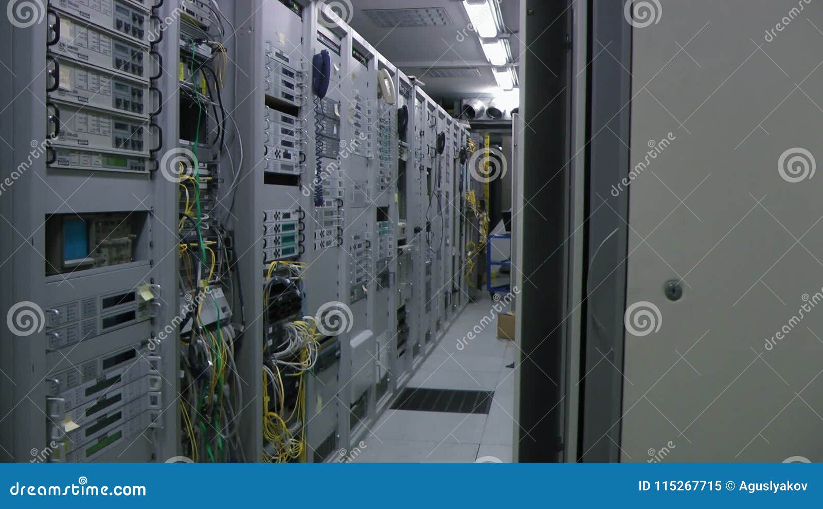 Inside Telecom Server Room, Panorama. Stock Video - Video of server ...