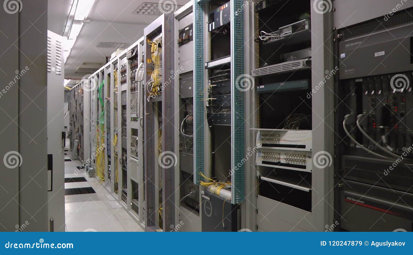 Inside Telecom Server Room, Panorama. Stock Video - Video of provider ...